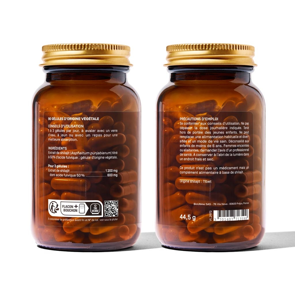 Shilajit 50% acide fulvique – 90 gélules